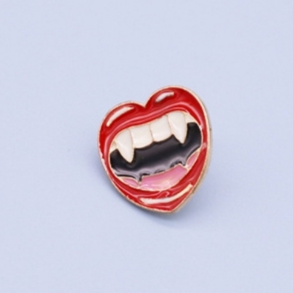 None | Jewelry | Vampire Fangs Enamel Pin Fangs In Heart Shaped Mouth ...
